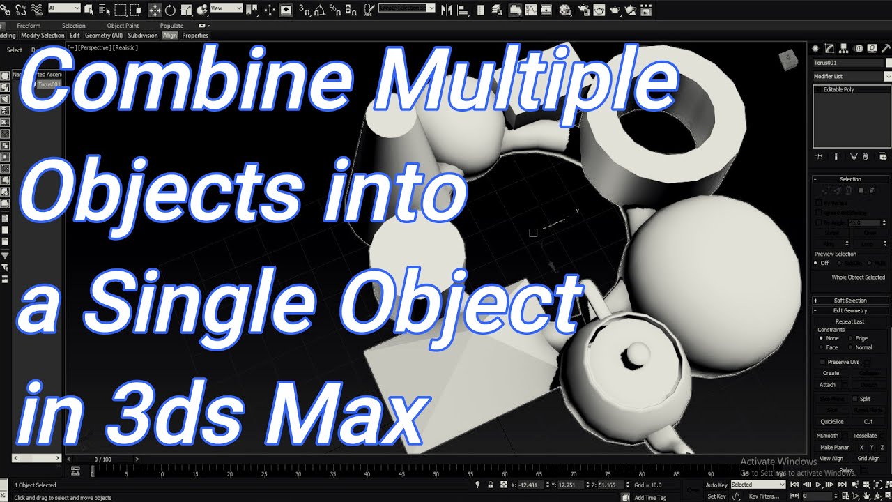 How To Combine Multiple Objects Into A Single Object In 3ds Max Youtube