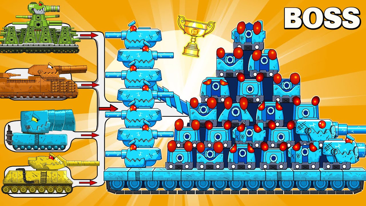 MEGA BOSS: HYBIRD KV54 ICE vs MEGA TANK - Cartoons about tank/Nina tank ...