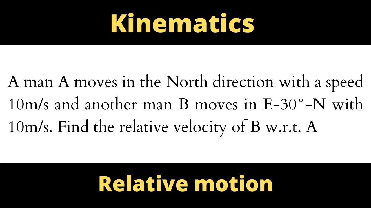 A man A moves in the North direction with a speed 10m/s and another man ...