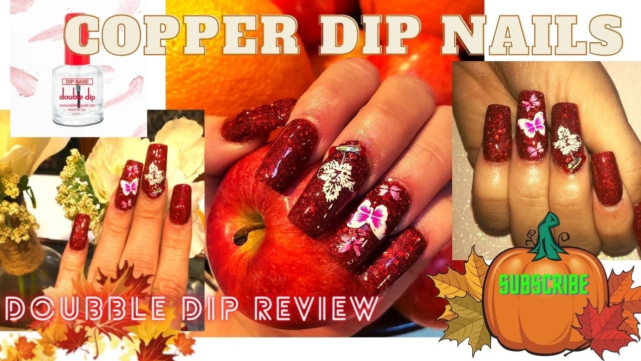 double dip powder | Fall copper dip nails | nails stamping - YouTube