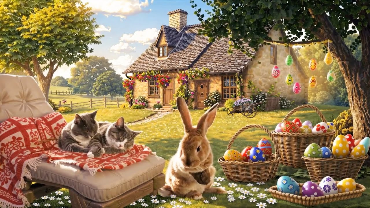 Happy Easter💖Easter Ambience with Relaxing Music – Cozy Cottage, Bunny ...