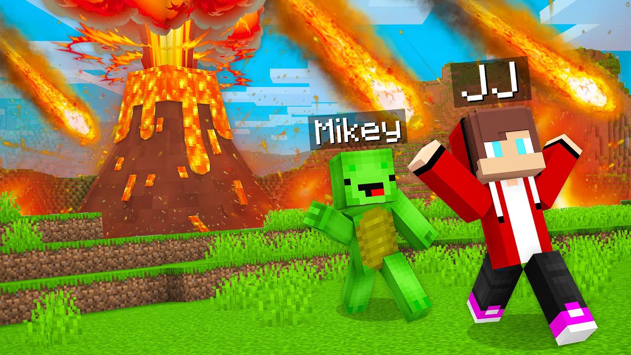 Mikey and JJ Are Escaping An Erupting Volcano in Minecraft (Maizen ...