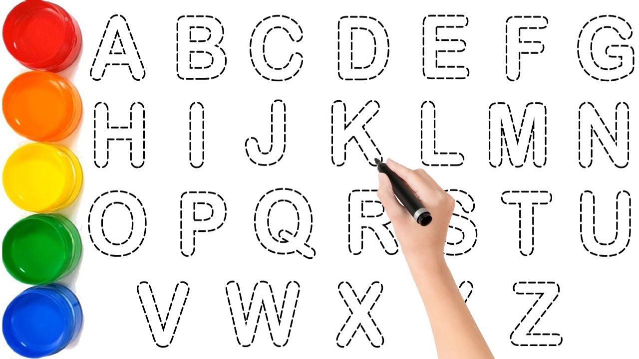 ABCDE Coloring Page | Phonics Song | Alphabet A to Z Writing Step by ...