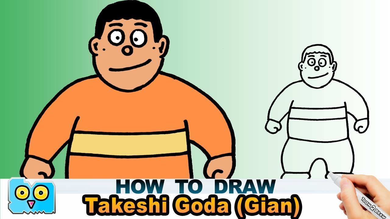 How to Draw Takeshi Goda (Gian) from Doraemon - YouTube