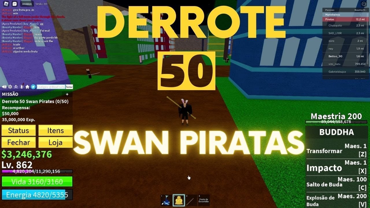 BLOX FRUITS MISSÃO DERROTE 50 SWAN PIRATES🏴‍☠️🚢 - YouTube