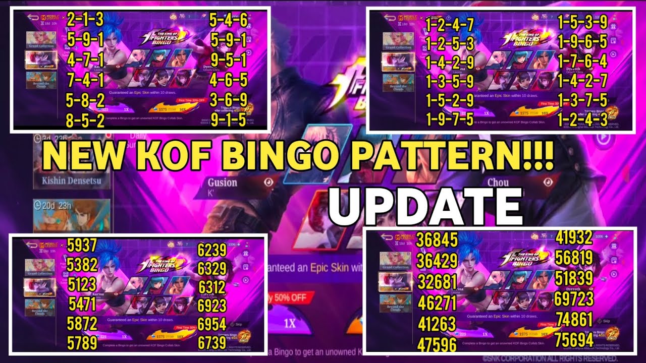 KOF NEW BINGO PATTERN UPDATE 2025 & GIVEAWAY!!! - YouTube
