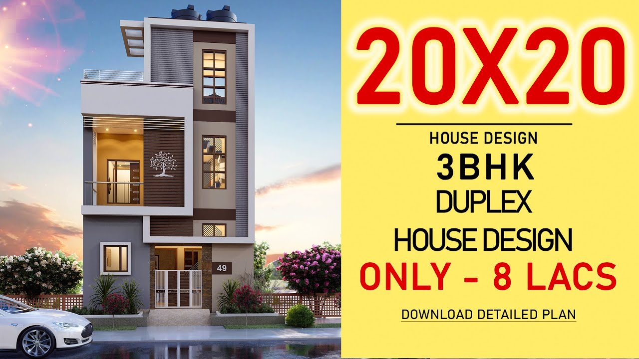 20x20 House Plan | Low Budget House Design | 3BHK | 20*20 3D House ...