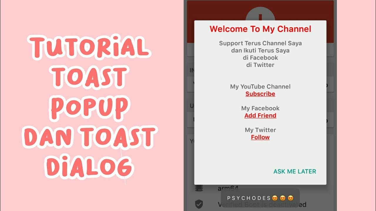 Tutorial bikin Toast Popup dan Toast Dialog dalam Apk - YouTube