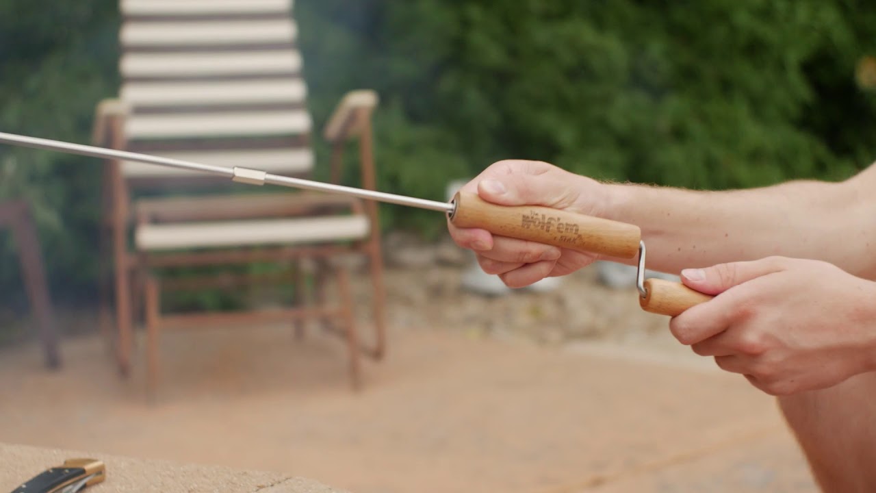 Wolf'em Stick - the ultimate campfire roasting stick - YouTube