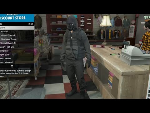 Simple all black Gas mask outfit with a hoodie. GTA ONLINE - YouTube