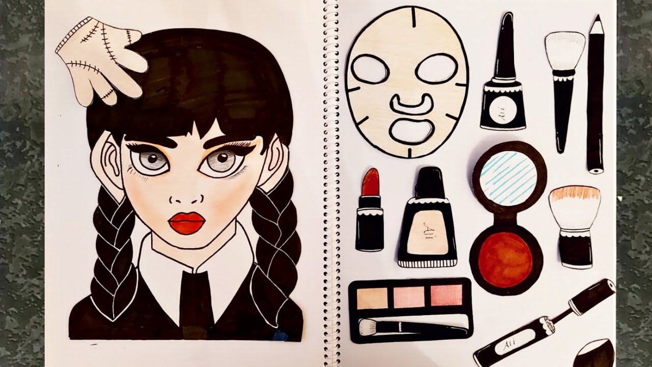 [🌾Paperdiy🌾] Wednesday makeup With paper 💄Wednesday Doll Makeover ...