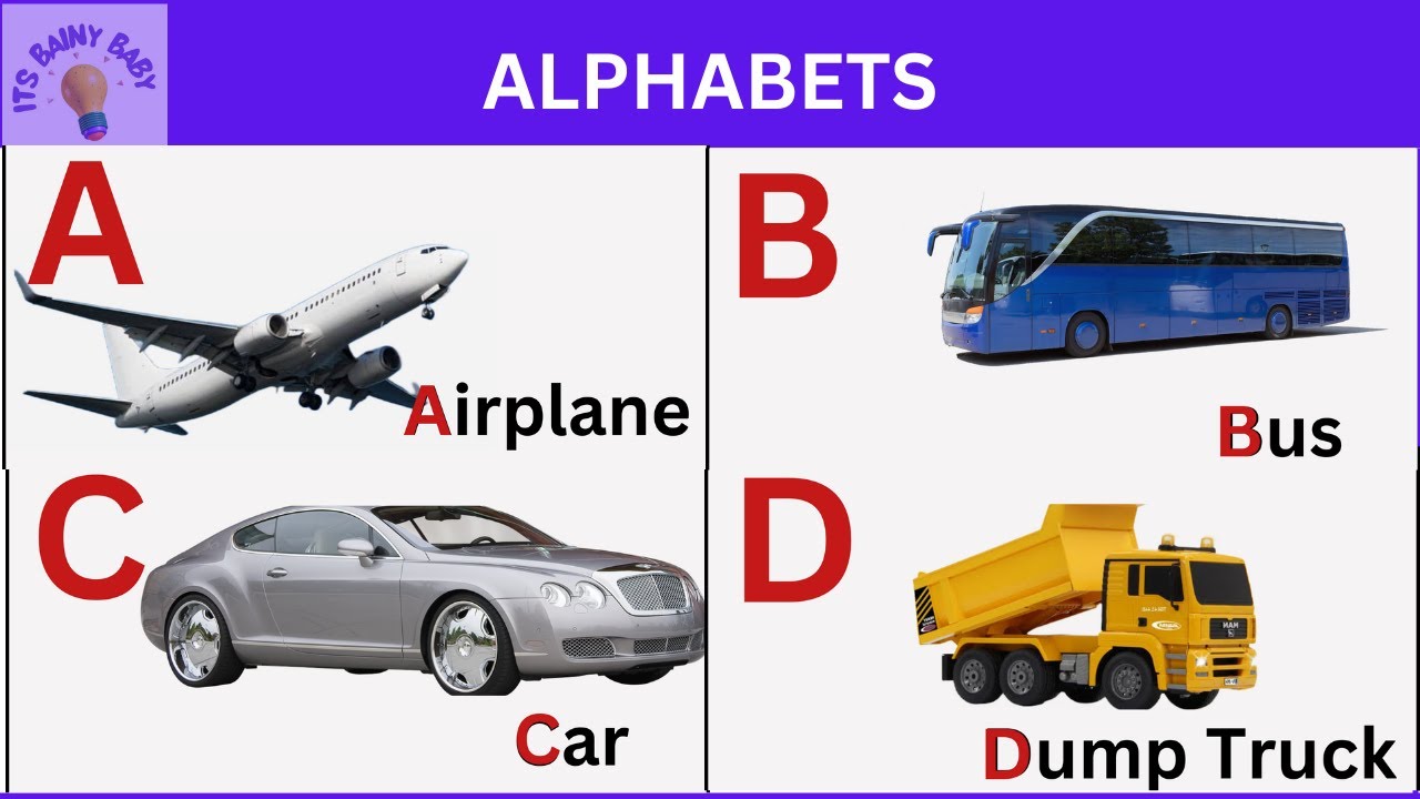 ABCD Vehicles with its sound | Alphabet wise vehicles for kids learning ...