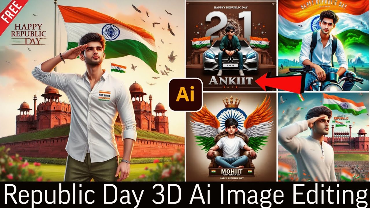 How to Create Republic Day 3D Ai images||26 January 3D image editing ...