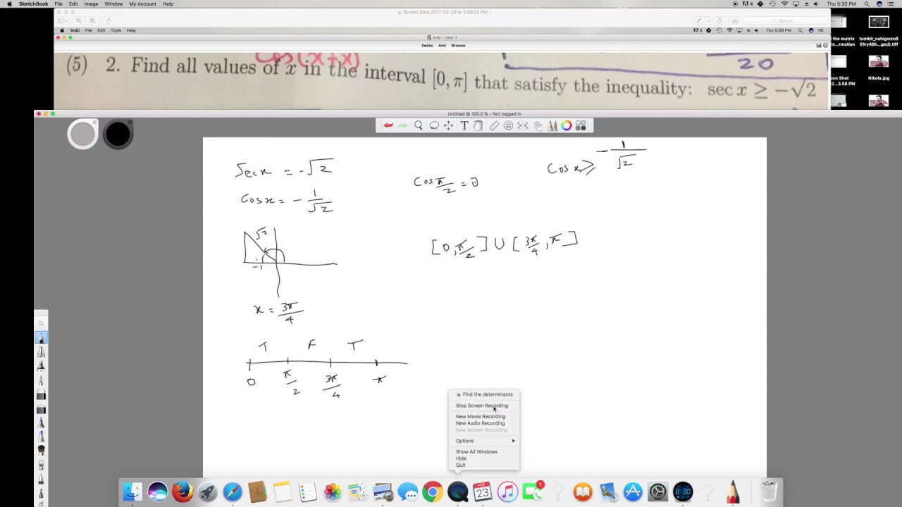Find all values of x in the interval 0,π that satisfy the inequality ...