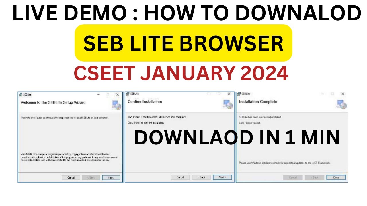 Live Demo :- How to Download SEB LITE browser CSEET January 2023 Exams ...