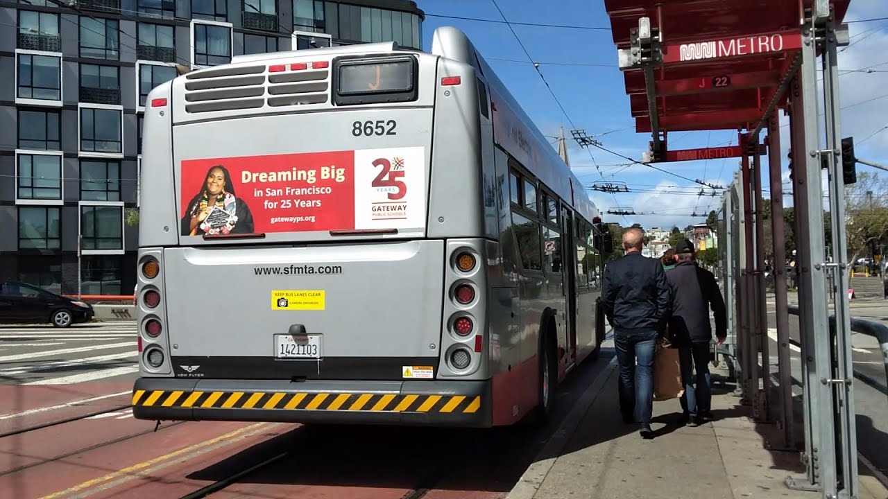 SF Muni 2013 New Flyer XDE40 #8652 on Route J Church Bus - YouTube