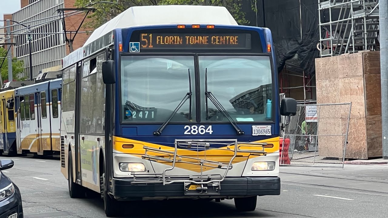 Sacramento RT 2008 Orion VII NG CNG 2864 on route 51 - YouTube