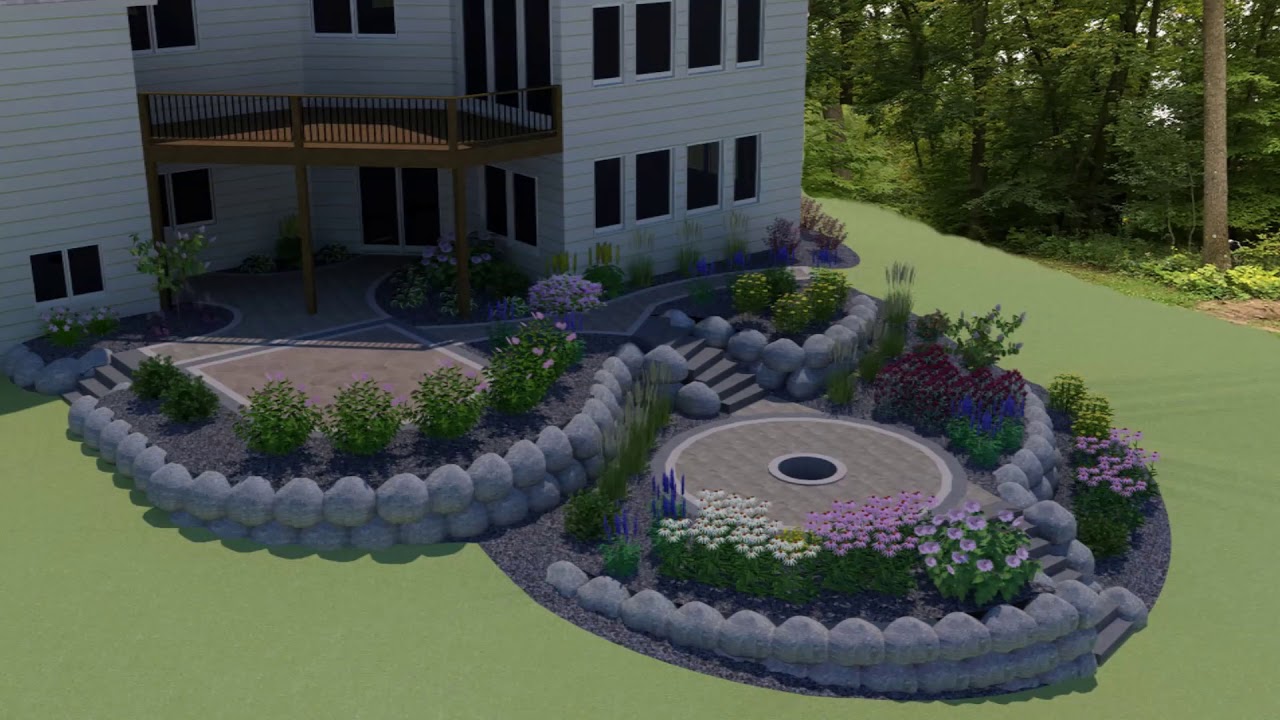Complete Yard & Garage Landscape | 3D Design | Spears Landscape - YouTube
