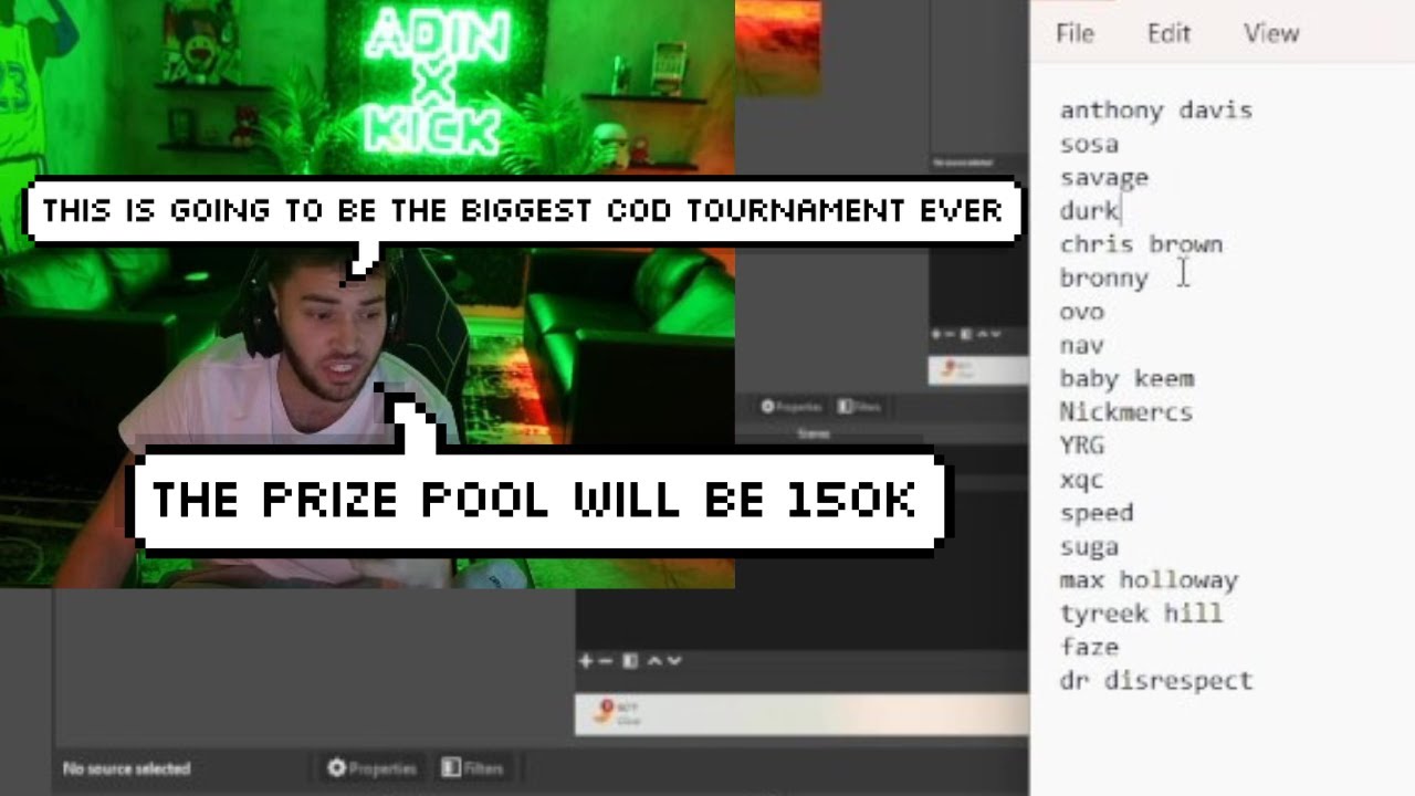 Adin Ross is Creating The Biggest COD Tournament with xQc, Streamers ...