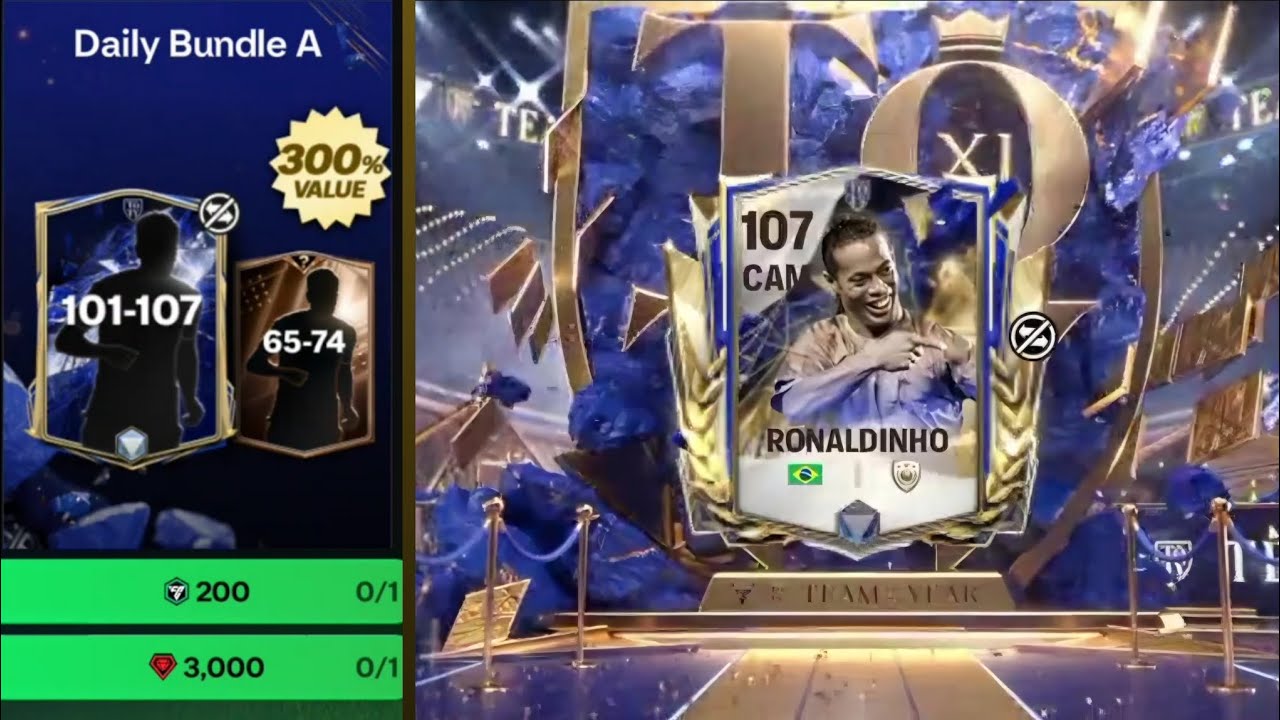 FC MOBILE 25 HOW TO GET FREE RONALDINHO 107 - SECRET TRICK TO GET 105 ...