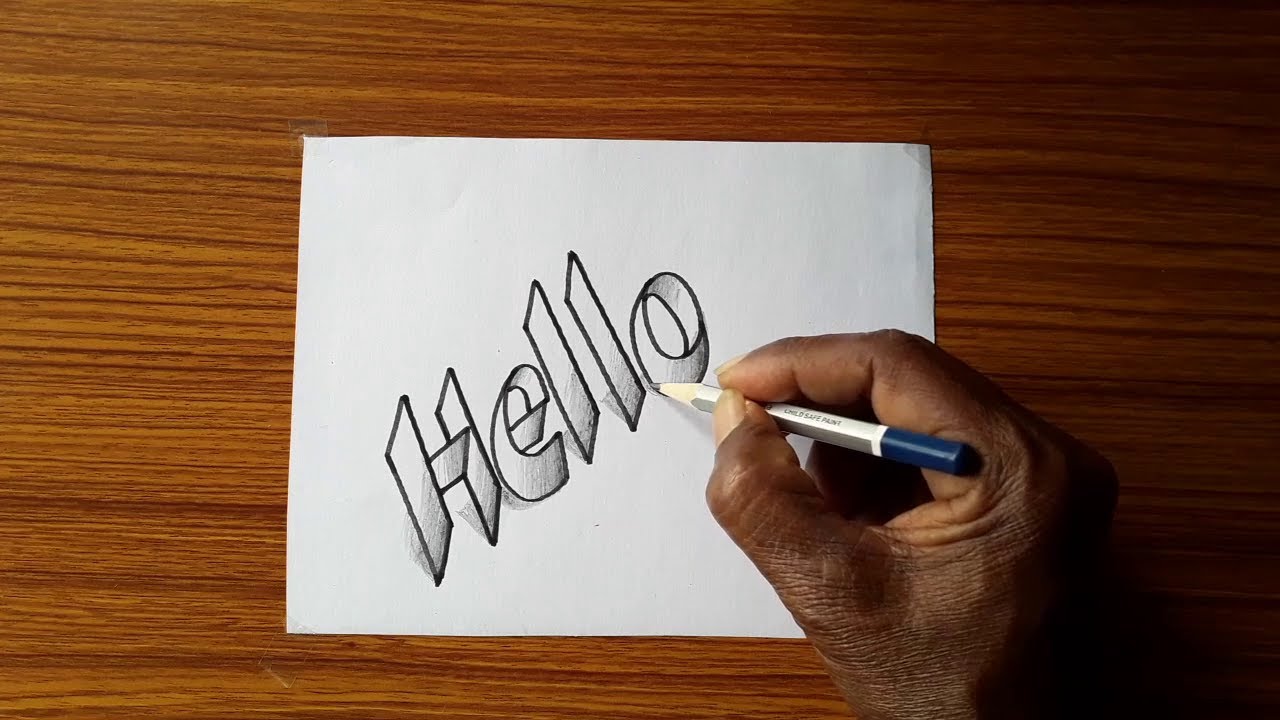 Hello Letter Easy Pencil Drawing 3D Art - drawing sheet - YouTube