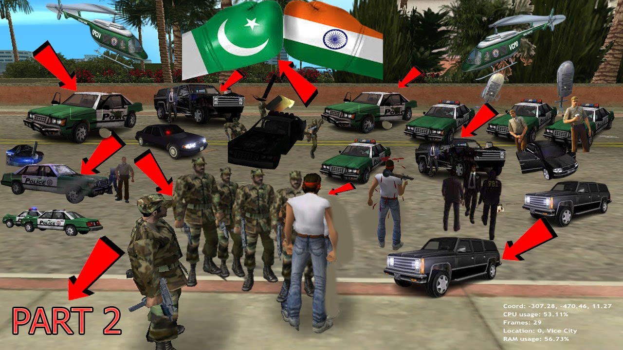 Pakistan vs Indian Fight Gta Vice City part 2 | Police vs Army Game ...