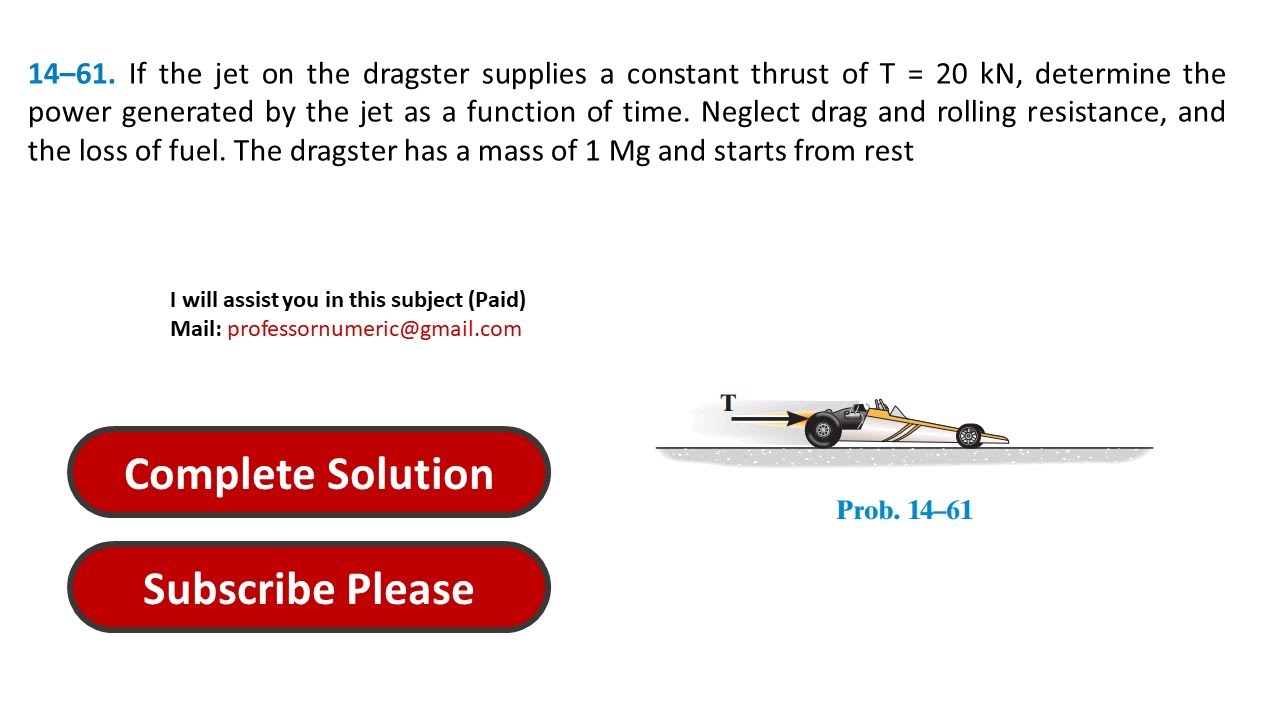 14–61. If the jet on the dragster supplies a constant thrust ...