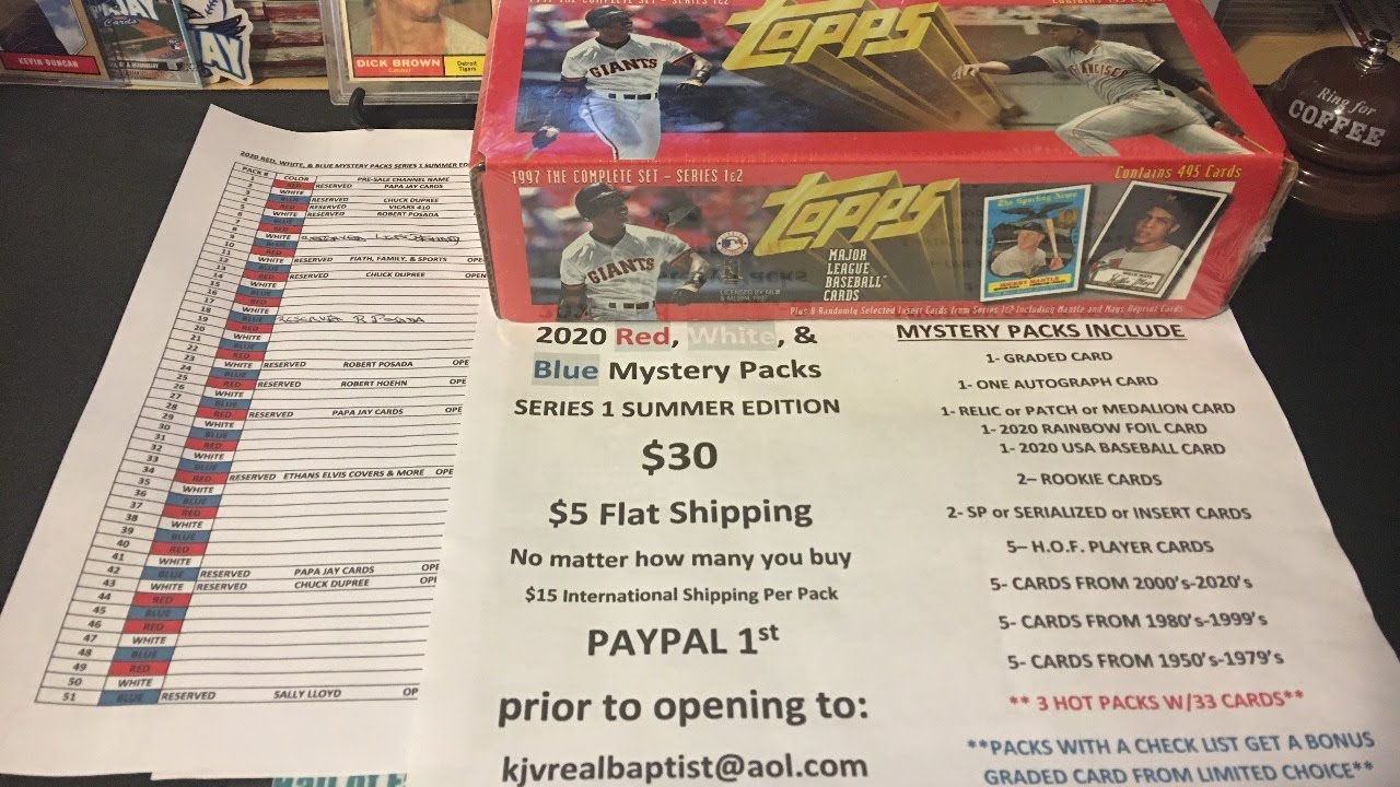 1997 Topps Baseball Card Set (Unopened) + RW&B Mystery Pack Sales ...