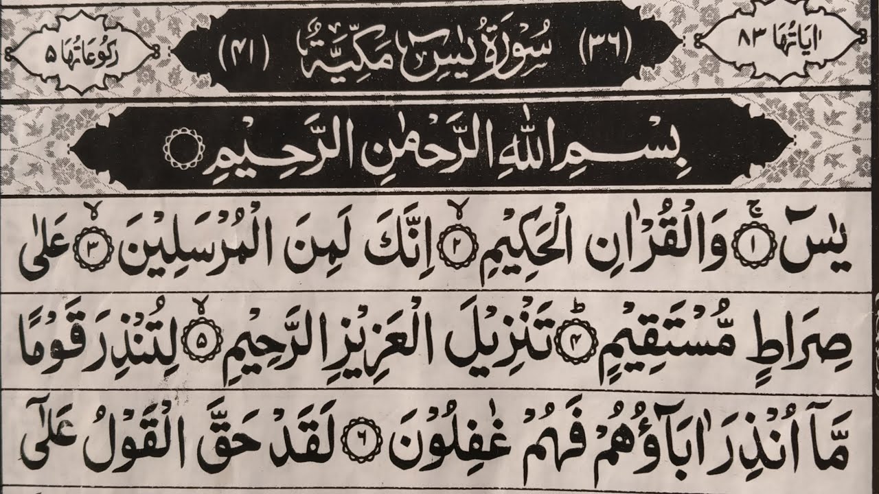 Surah Yaseen Shareef Beautiful heart touching Tilawate Quran Shareef ...