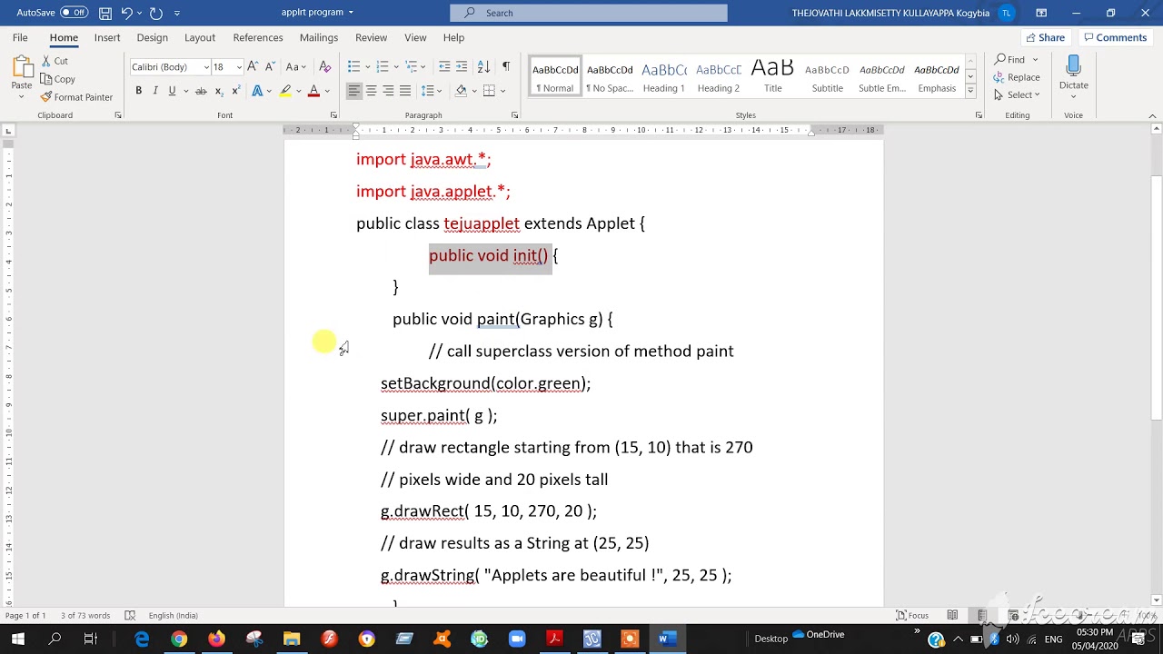 simple applet program using jcreator.mp4 - YouTube