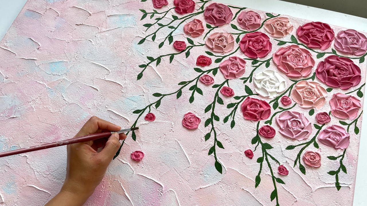 How to Paint Textured Roses 🌹 With Palette Knife | Step-by-Step ...