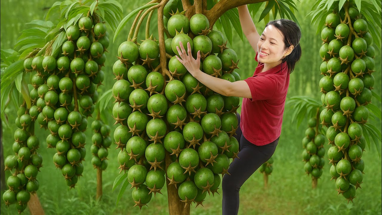 Amazing! Brave Woman Climbs Tall Tree to Harvest Wild Rose Myrtle ...