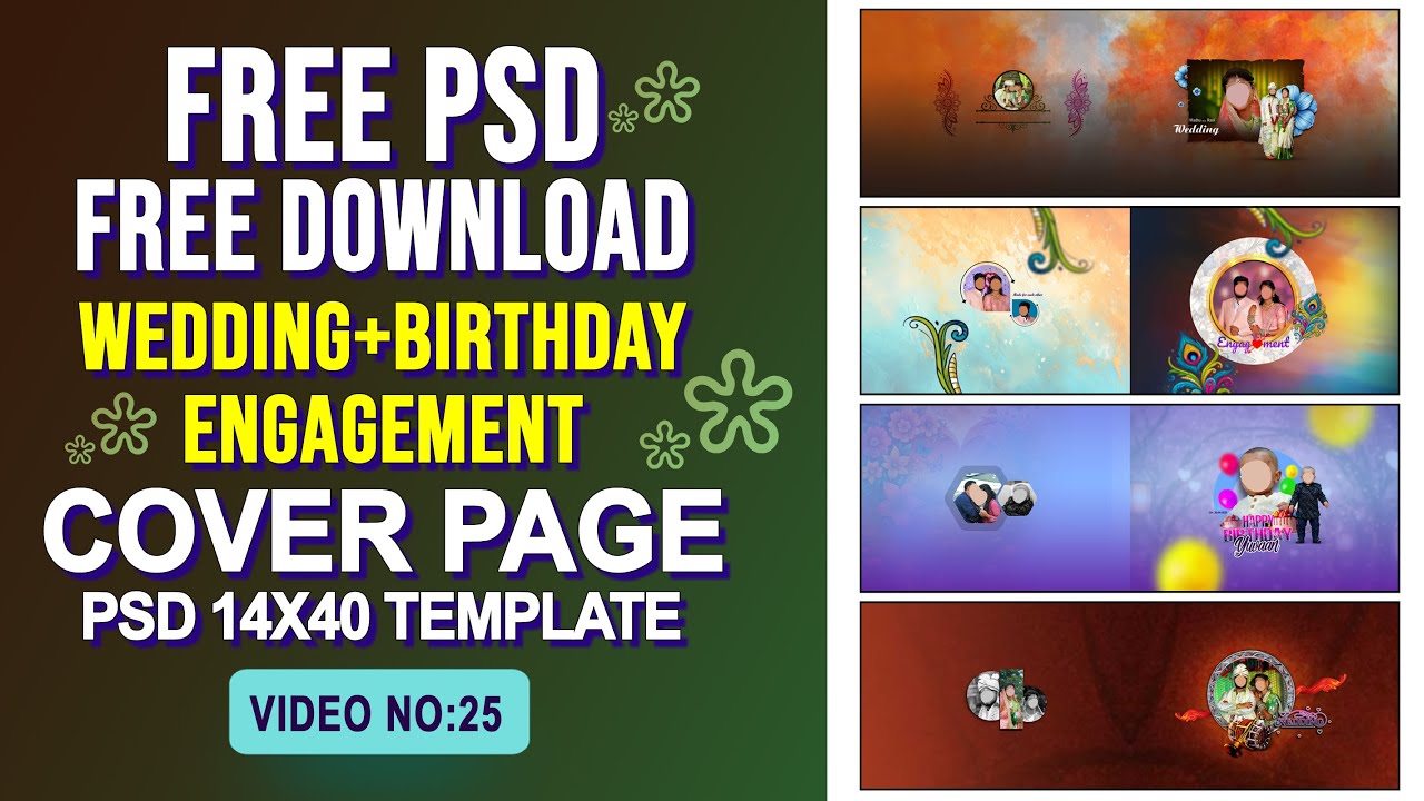 Wedding-Birthday-engagement cover page PSD 14x40 Template 300 DPI Free ...