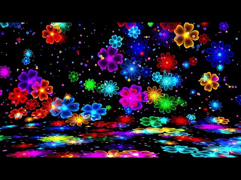 4K Screensaver | Neon Colorful Flowers – Sparkling Petals VJ Loop | 8 Hours (No Sound)