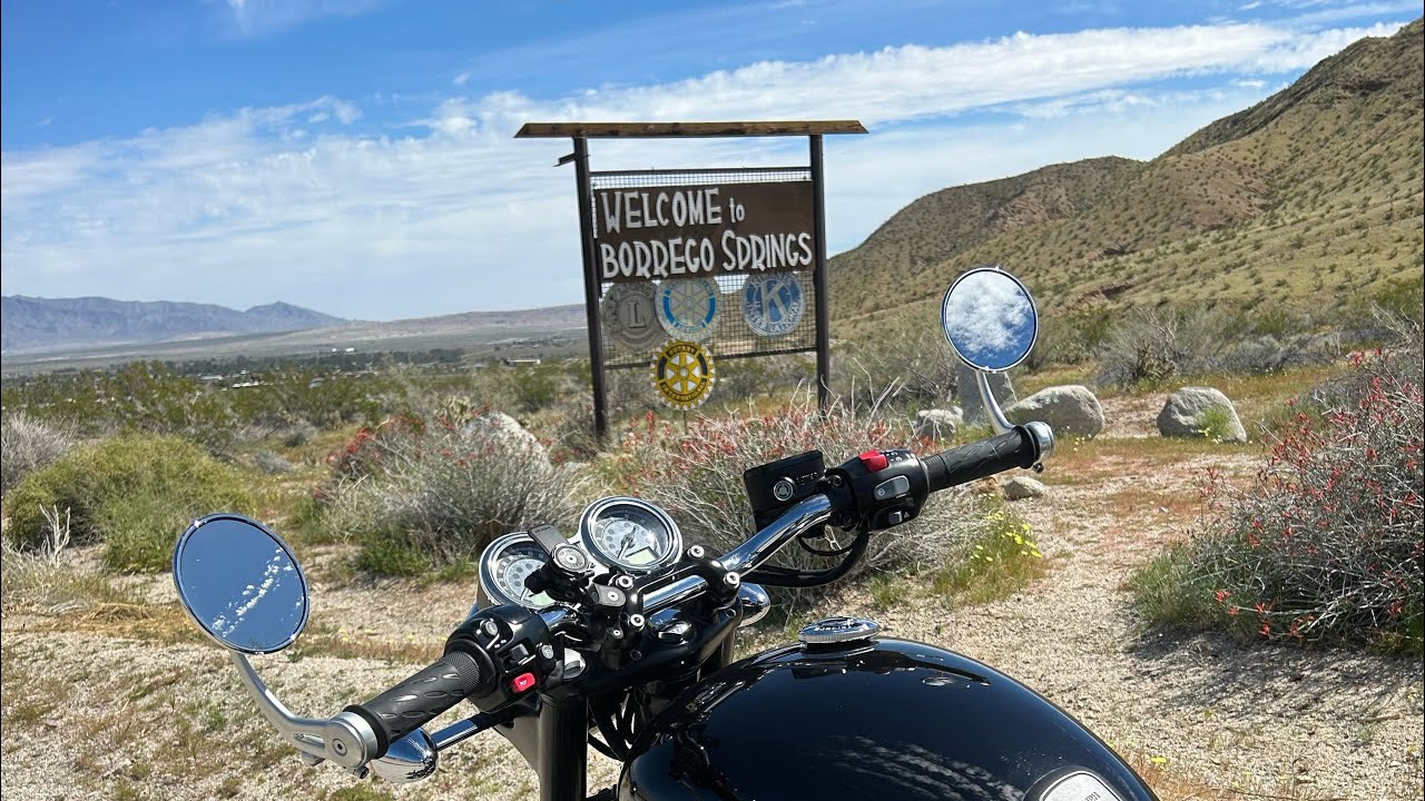 Montezuma Valley Road to the Anza Borrego Desert on a Triumph ...
