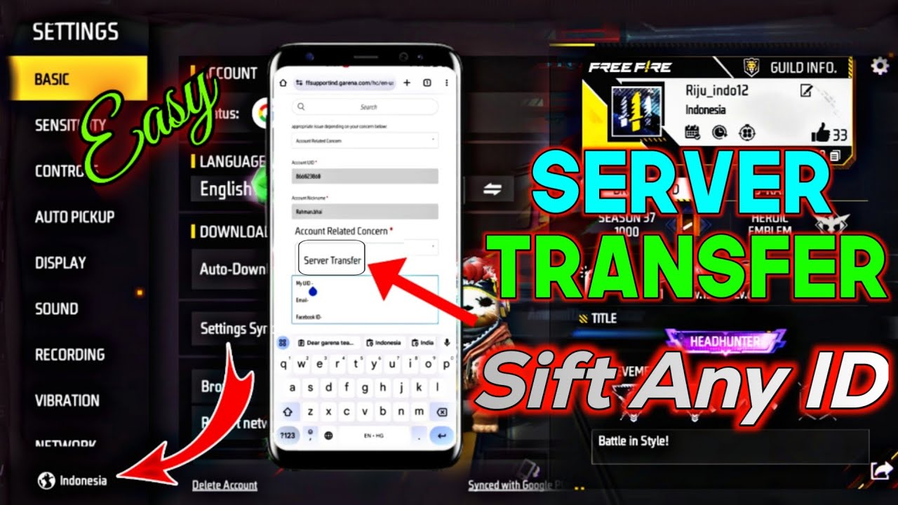 Free Fire Main ID Server Transfer Kaise kare | How to Transfer Id ...