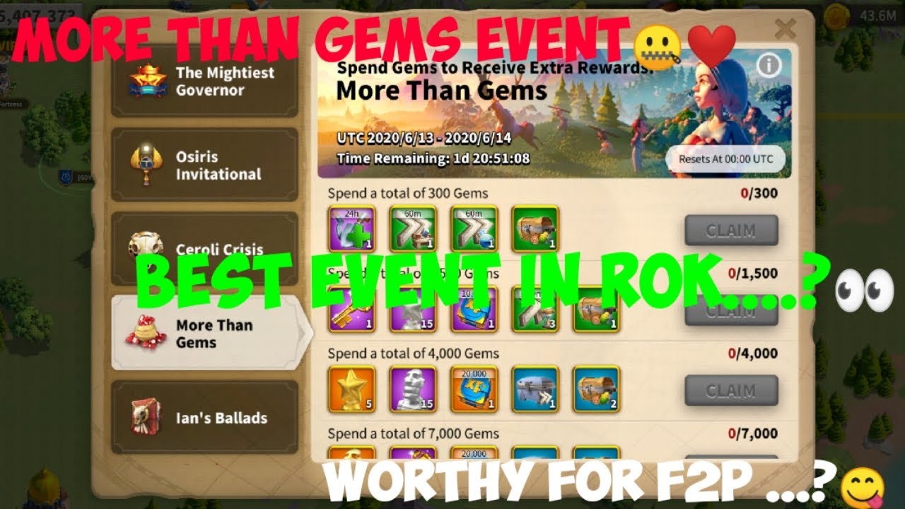 More Than Gems🥰| F2P spending 50k Gems😋| Rise of Kingdoms | ROK - YouTube