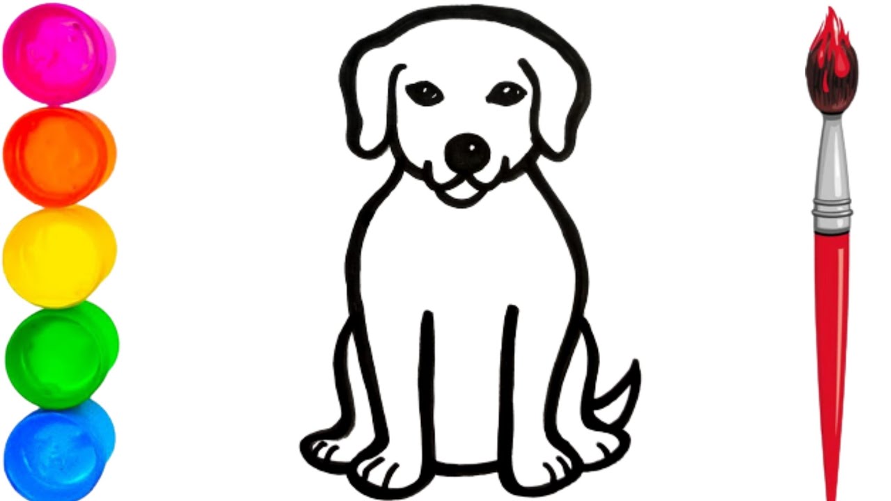 Dog Drawing, Painting, Colouring dog 🐕|Cute puppy dog drawing|dog easy ...
