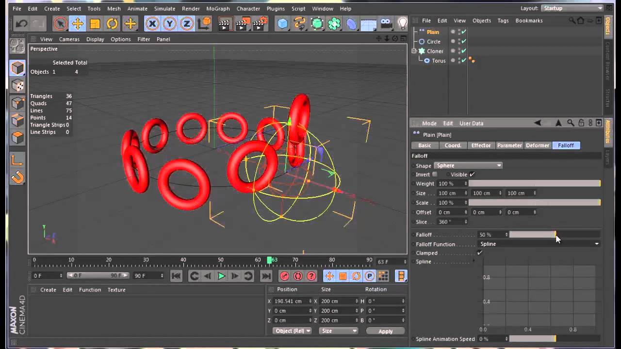 Расширенные настройки Plain (effector) в Cinema 4D. - YouTube