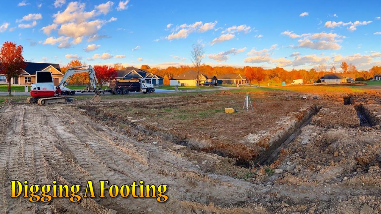 Digging A New Construction Home Footing - YouTube