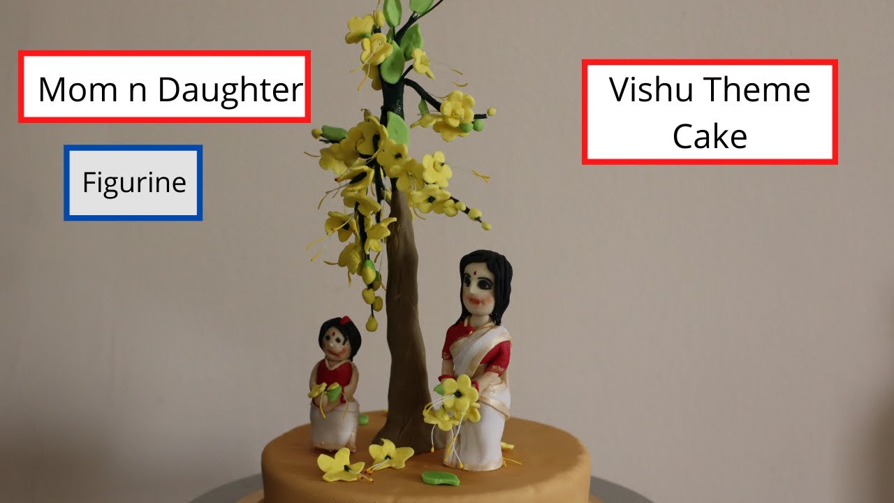 Vishu Theme Cake| Kerala Style Lady & Kid Cake Topper| വിഷു കേക്ക് ...