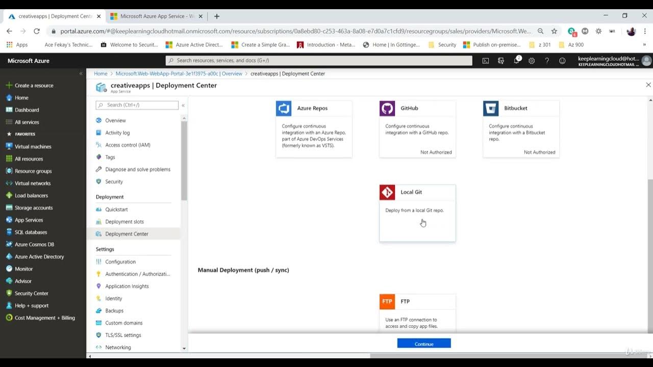 175 Azure web app deployment options - AZ-104 Microsoft Azure Administrator - Full Course - YouTube