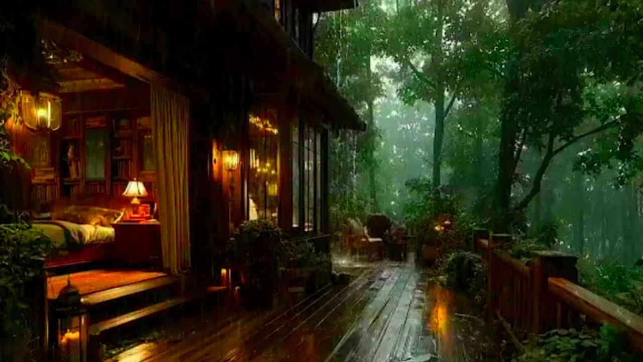 Best Gentle Rain in the Forest 🌲| Calm Cabin Sounds for Rest and ...