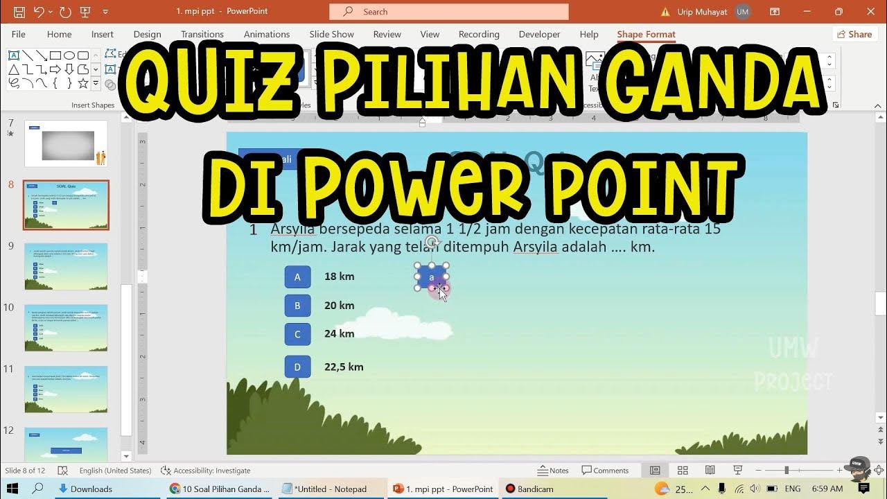 Membuat soal quiz / kuis pilihan ganda di power point (ppt) muncul ...
