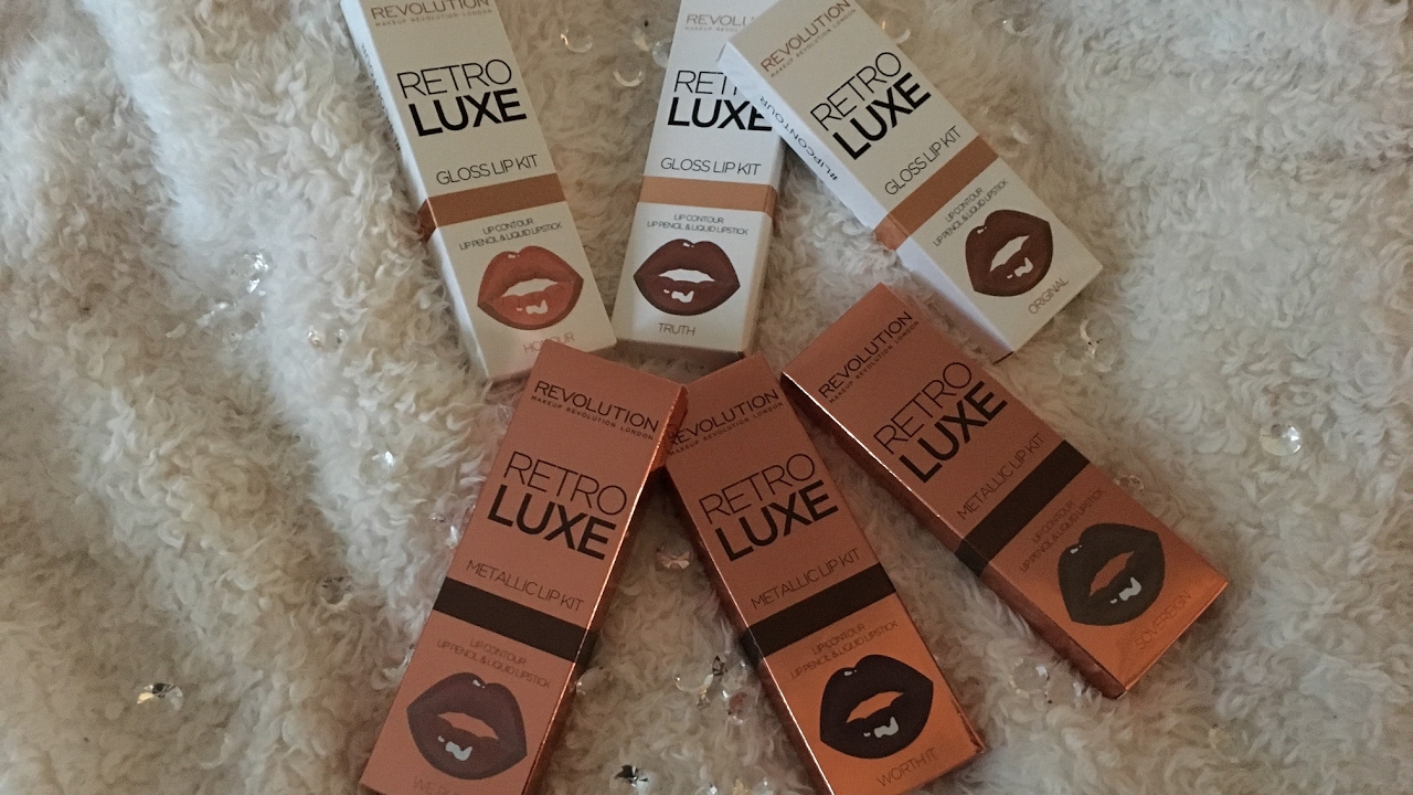 Makeup Revolution Retro Luxe Gloss & Metallic Lip Kits / Swatches - YouTube
