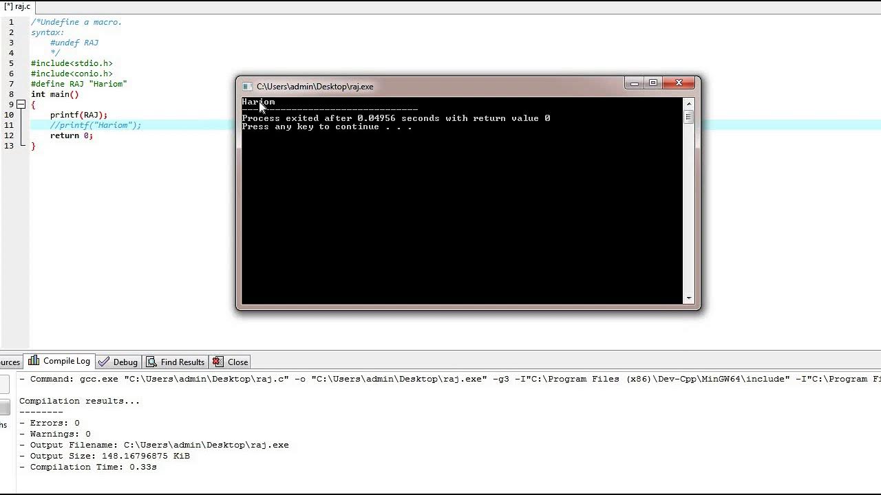 Undefine a macro in c. - YouTube