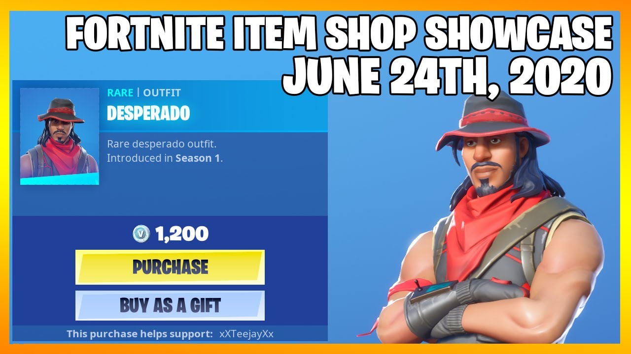 Fortnite Item Shop *RARE* DESPERADO SKIN IS BACK + MORE! [June 24th ...