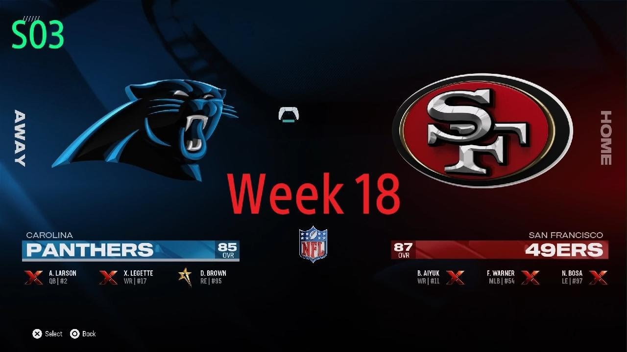 Madden NFL 25 S03 CAR vs SF Week 18 - YouTube