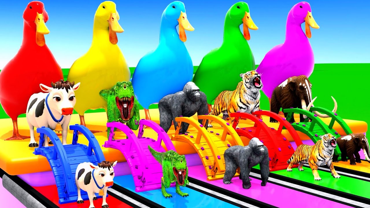3d Animal Long Slide Game With Elephant Gorilla Buffalo Hippopotamus ...