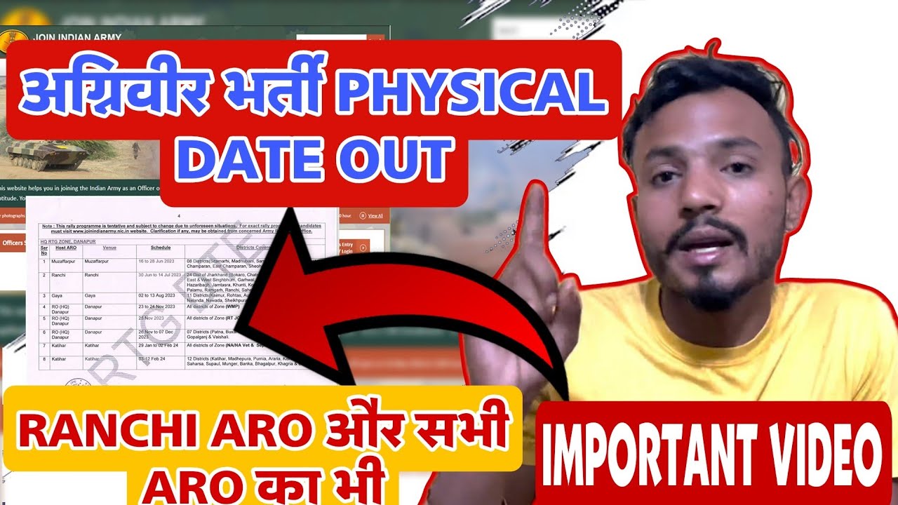 😱😱आर्मी AGNIVEER का फिजिकल DATE आ गया है। देखलो किसका कब है| #ranchi ...